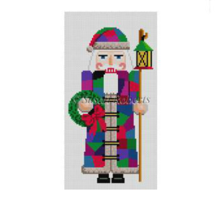 Patchwork Santa Nutcracker Canvas | KC Needlepoint