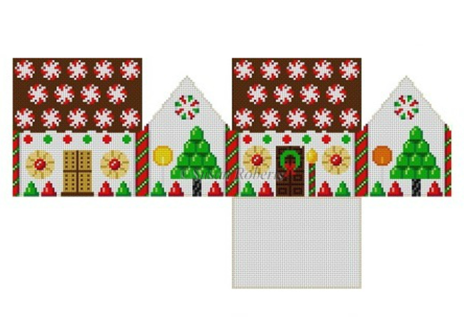 Peppermint Rounds 3D Gingerbread House Canvas | KC Needlepoint
