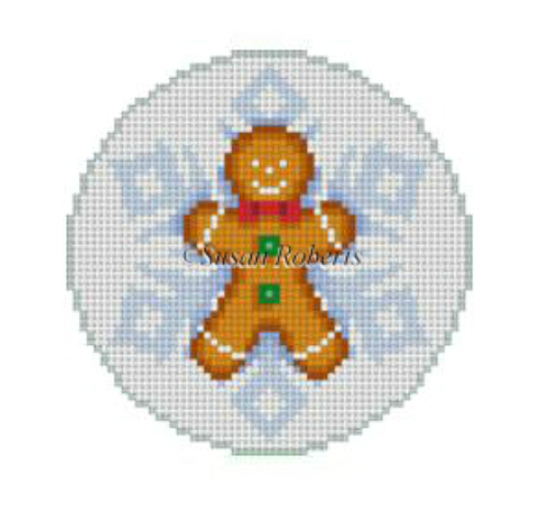 Gingerbread Man Snowflake Round Canvas – KC Needlepoint