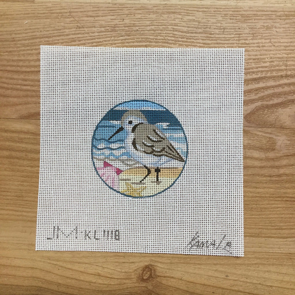 Sandpiper with Shell Canvas – KC Needlepoint