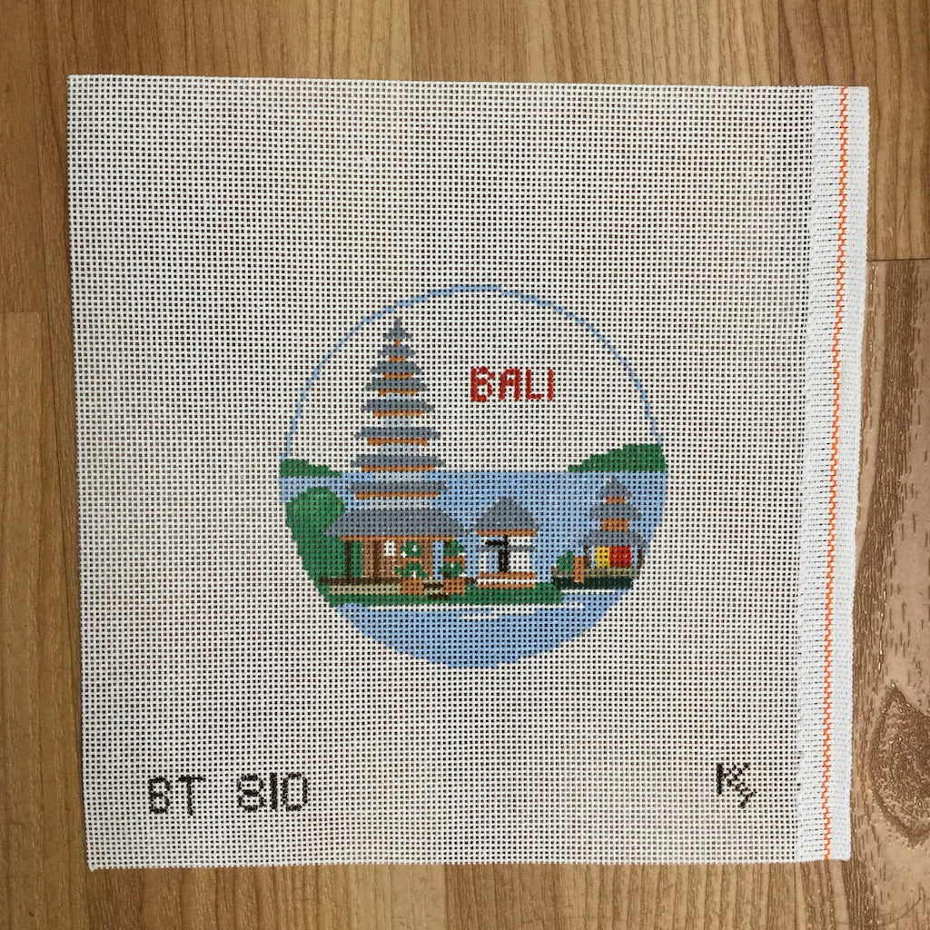 Bali Travel Round Canvas | KC Needlepoint