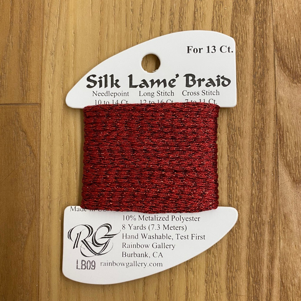 Silk Lamé Braid LB09 Dark Red | KC Needlepoint