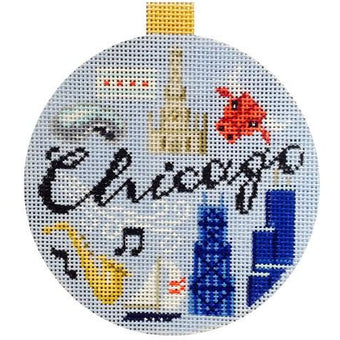 Chicago Travel Round Needlepoint Canvas – KC Needlepoint