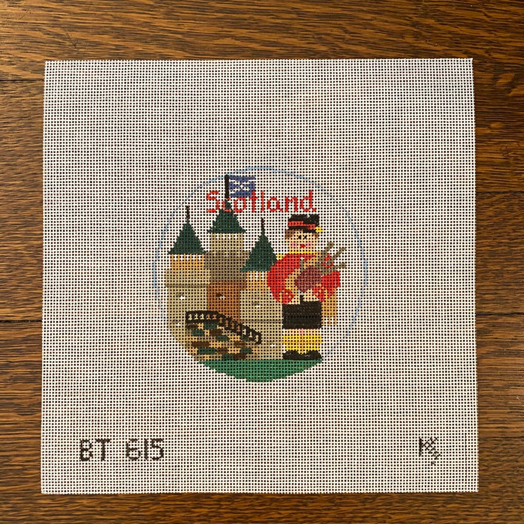 Scotland Travel Round Canvas | KC Needlepoint